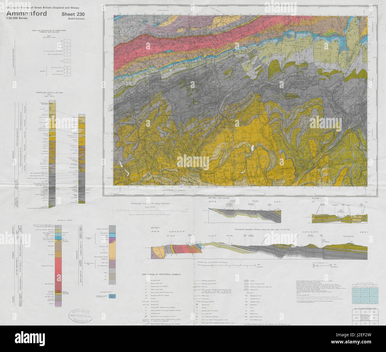 Ammanford. Vintage geological survey map. Sheet 230. Wales Brecon ...