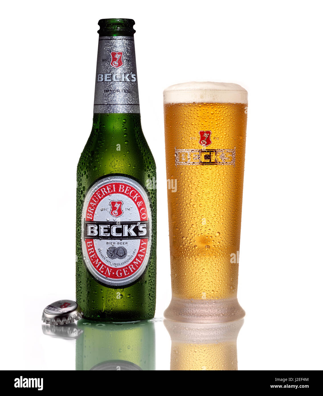 A bottle and glass of Becks beer Stock Photo - Alamy