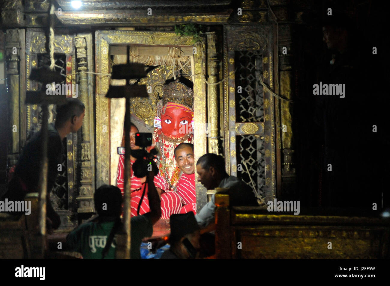 Kathmandu, Nepal. 27th Apr, 2017. A Portrait of Idol Rato Machindranath ...