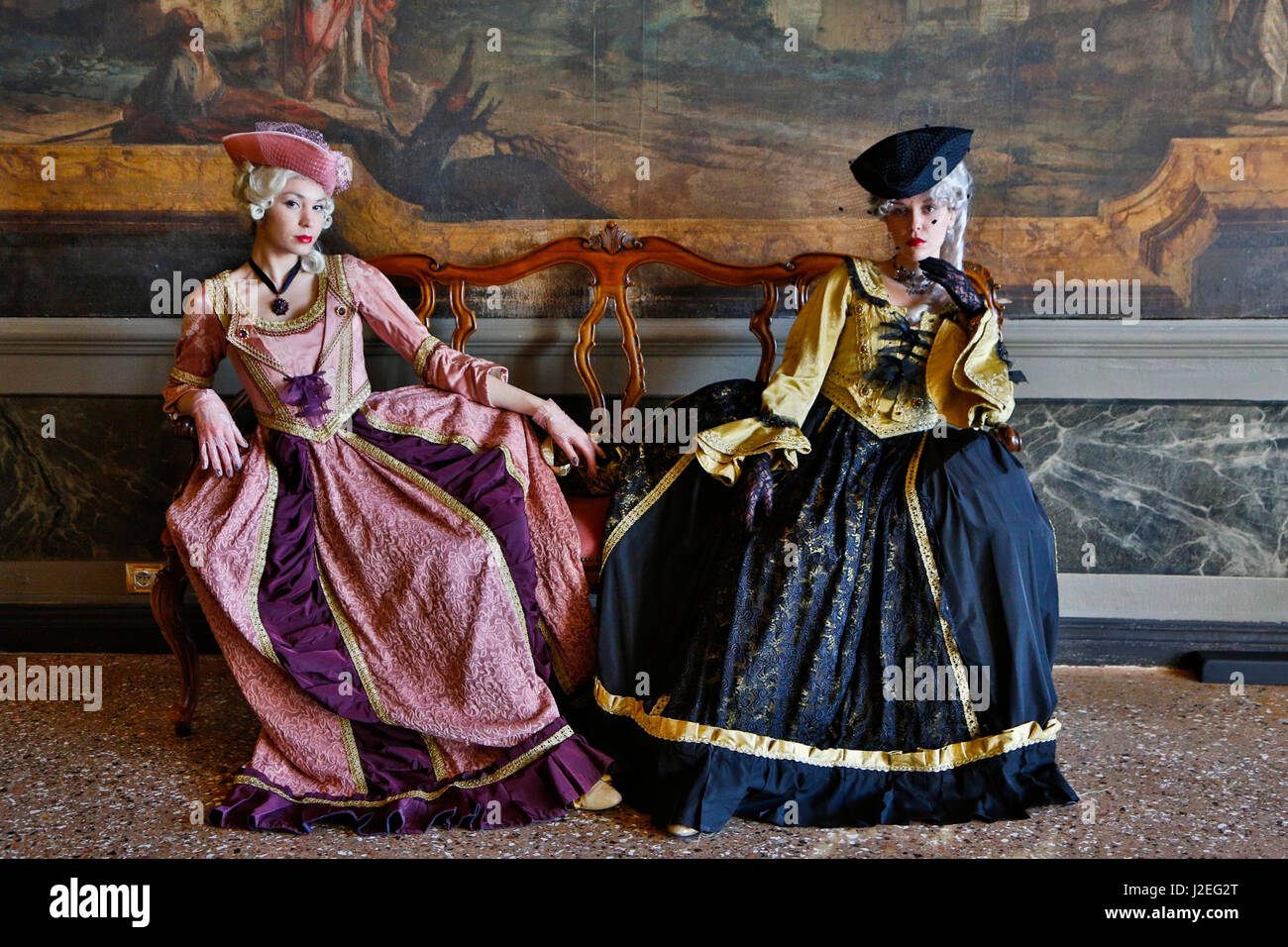 Models dressed in period costumes in Palace interior scenes Stock Photo ...