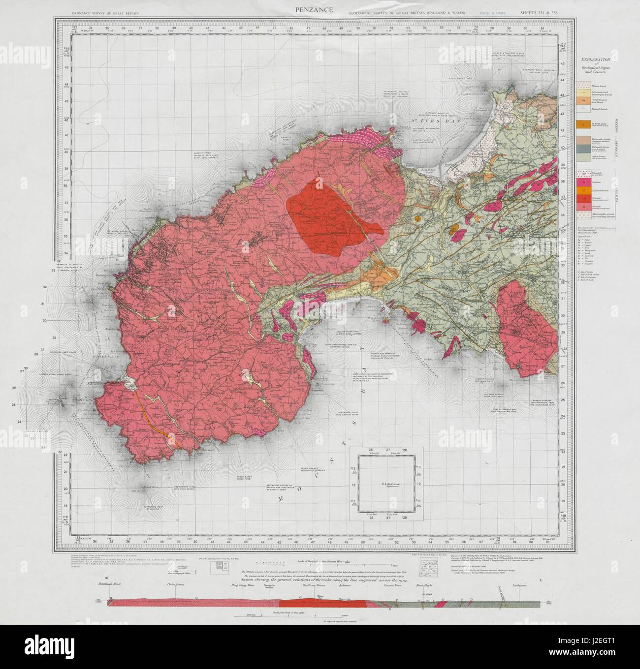 Penzance geological survey sheet 351 & 358 Penwith peninsula Land's End ...