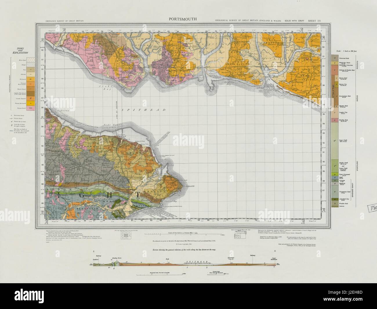 Portsmouth geological survey sheet 331 Spithead Ryde Isle of Wight 1970 ...