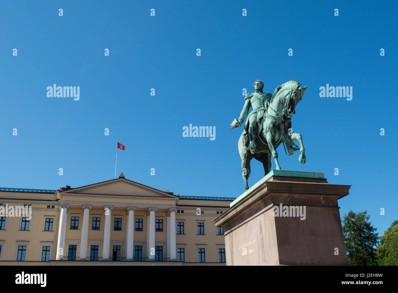 Equestrian statue of king karl johan at royal palace hi-res stock ...
