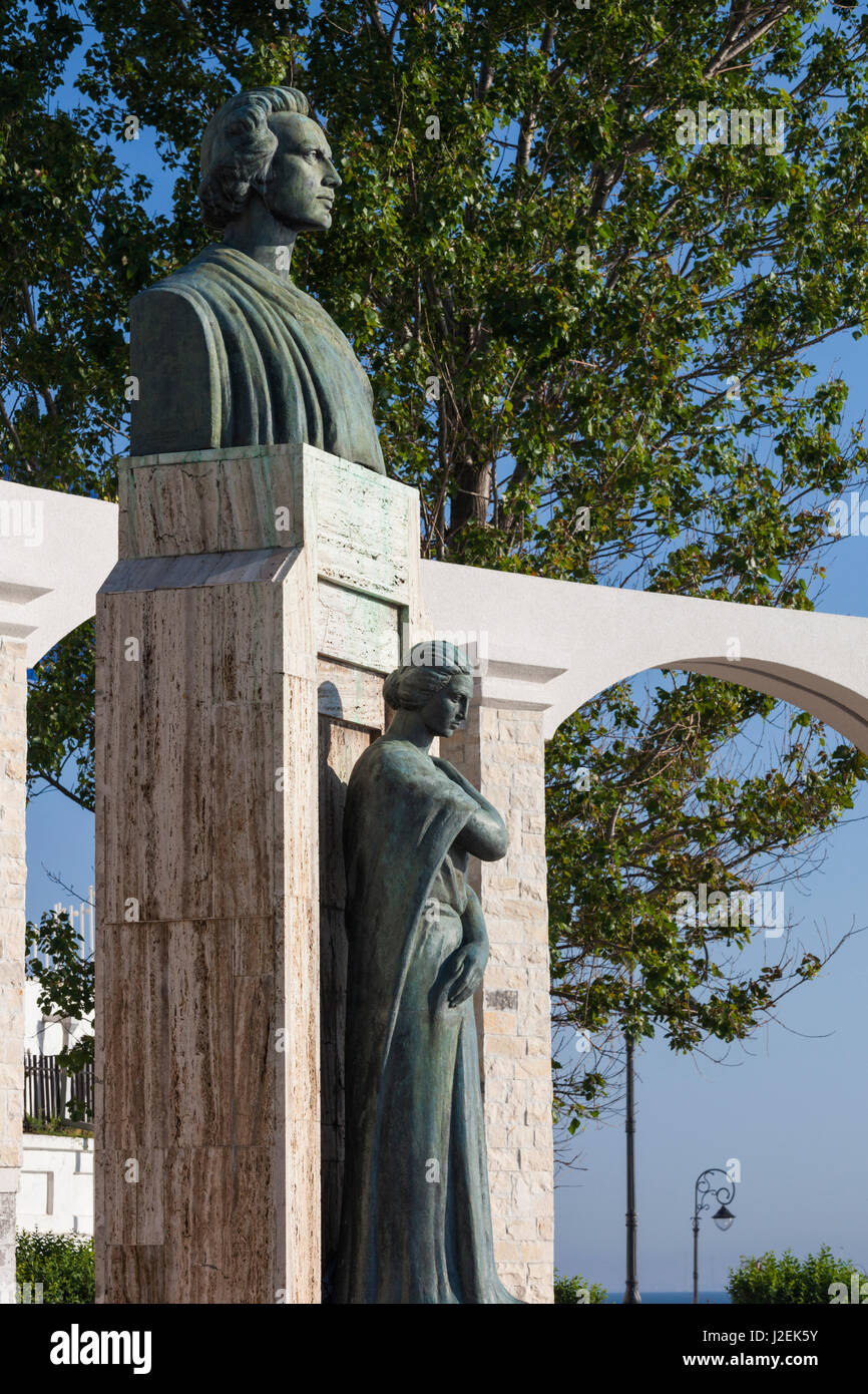 Romania, Black Sea Coast, Constanta, waterfront statue of Romantic poet ...