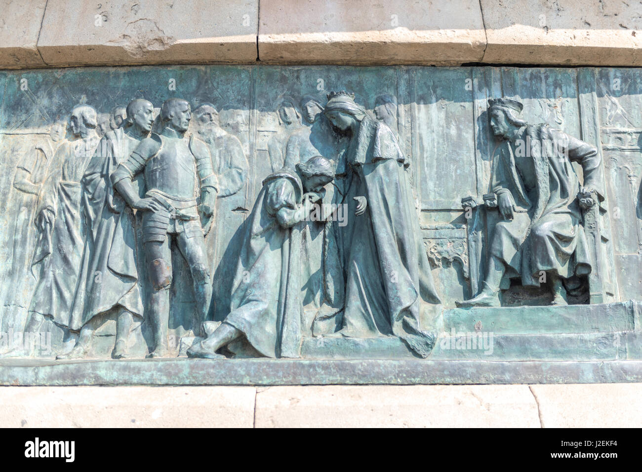 Spain, Barcelona, Christopher Columbus monument, bas-relief (Large ...