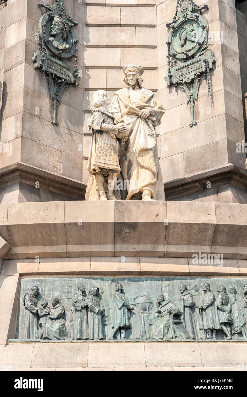 Europe, Spain, Barcelona, Christopher Columbus monument Stock Photo - Alamy