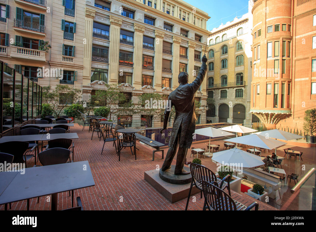 The entrance courtyard of the Liceu Opera House in Barcelona, Spain ...