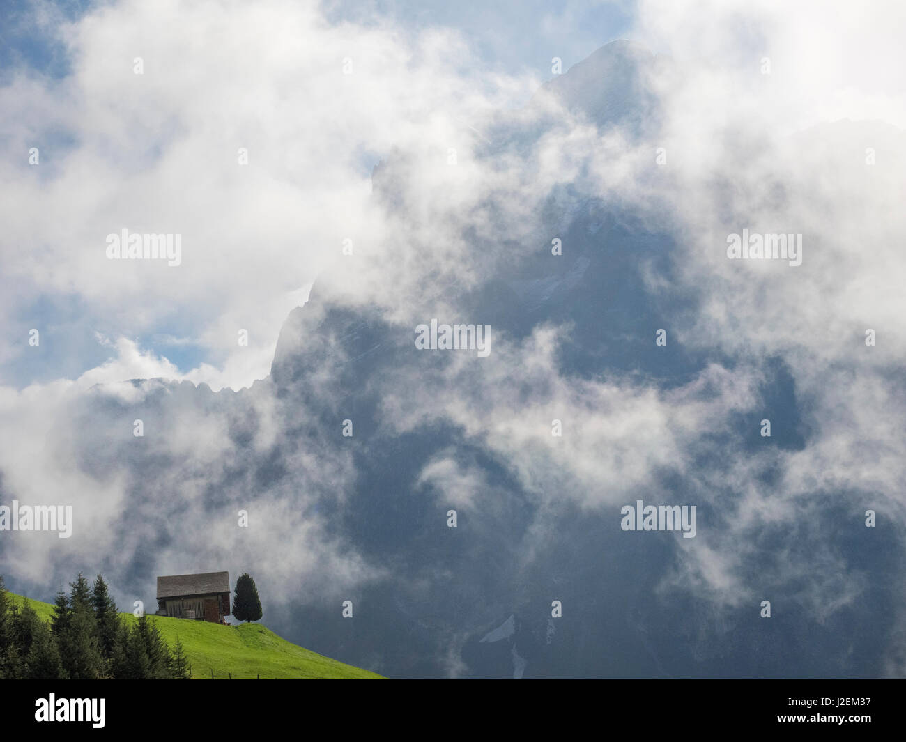 Switzerland, Bern Canton, First, Barn and mountain Stock Photo - Alamy