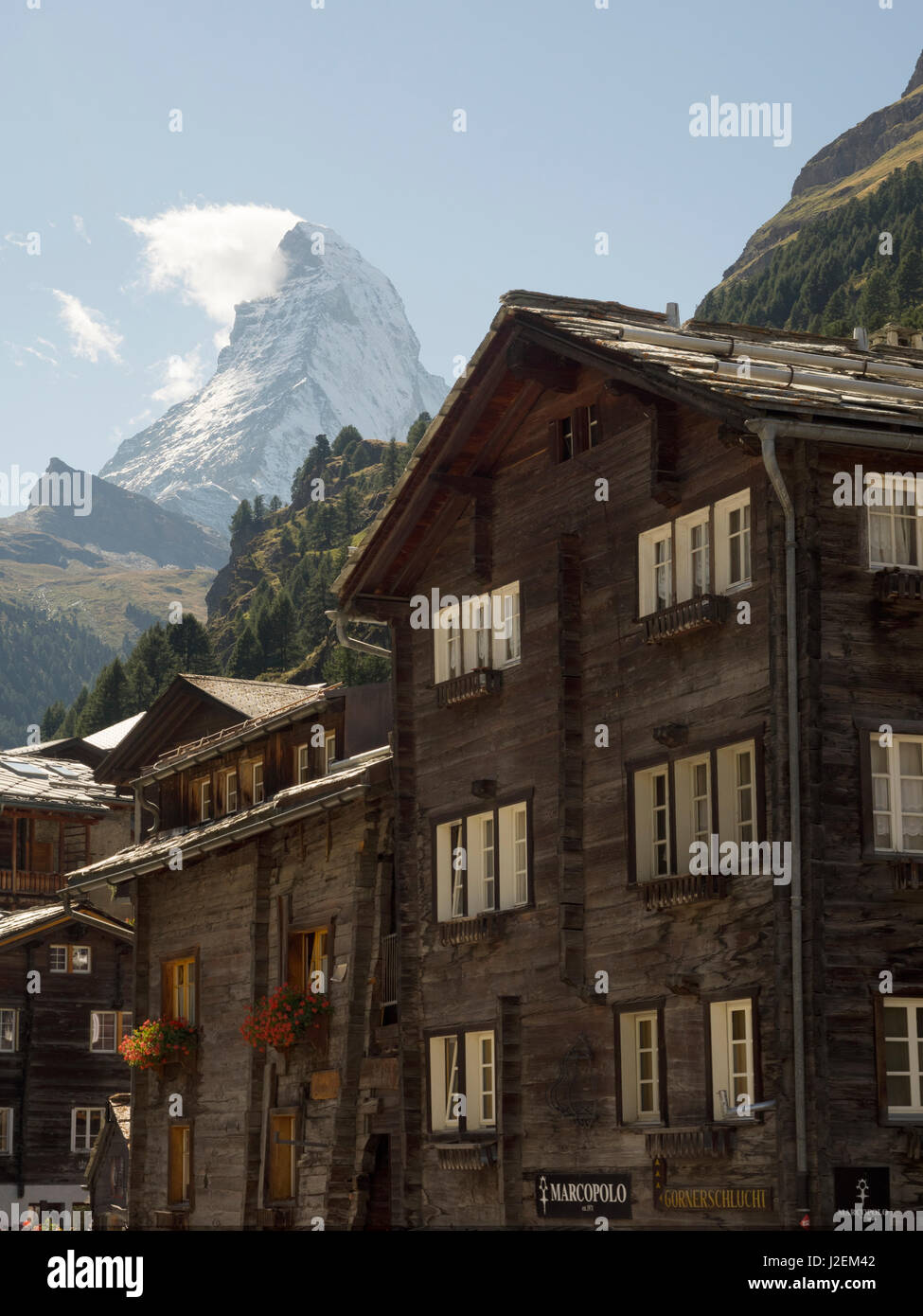 Switzerland, Zermatt, Old Town (Hinterdorf), oldest part of the village ...