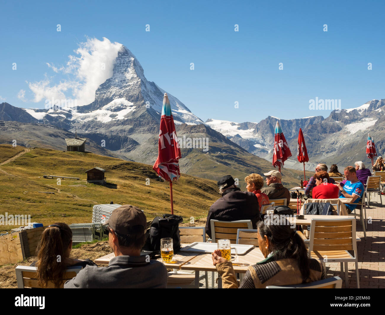 Switzerland zermatt riffelberg chapel matterhorn hi-res stock ...
