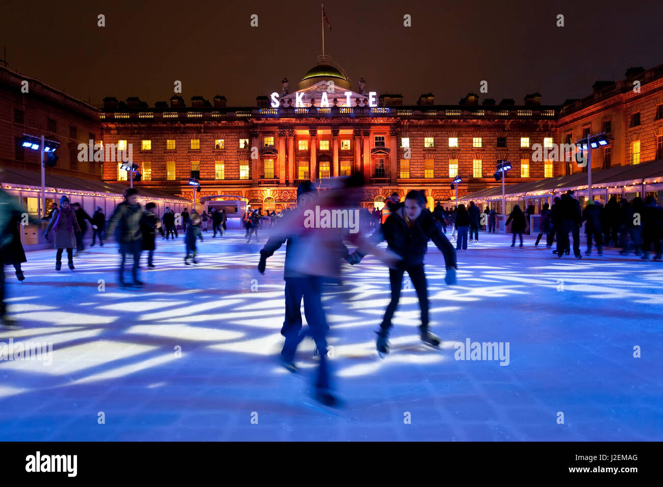 Ice skaters at Somerset House ice rink London England UK Stock Photo ...