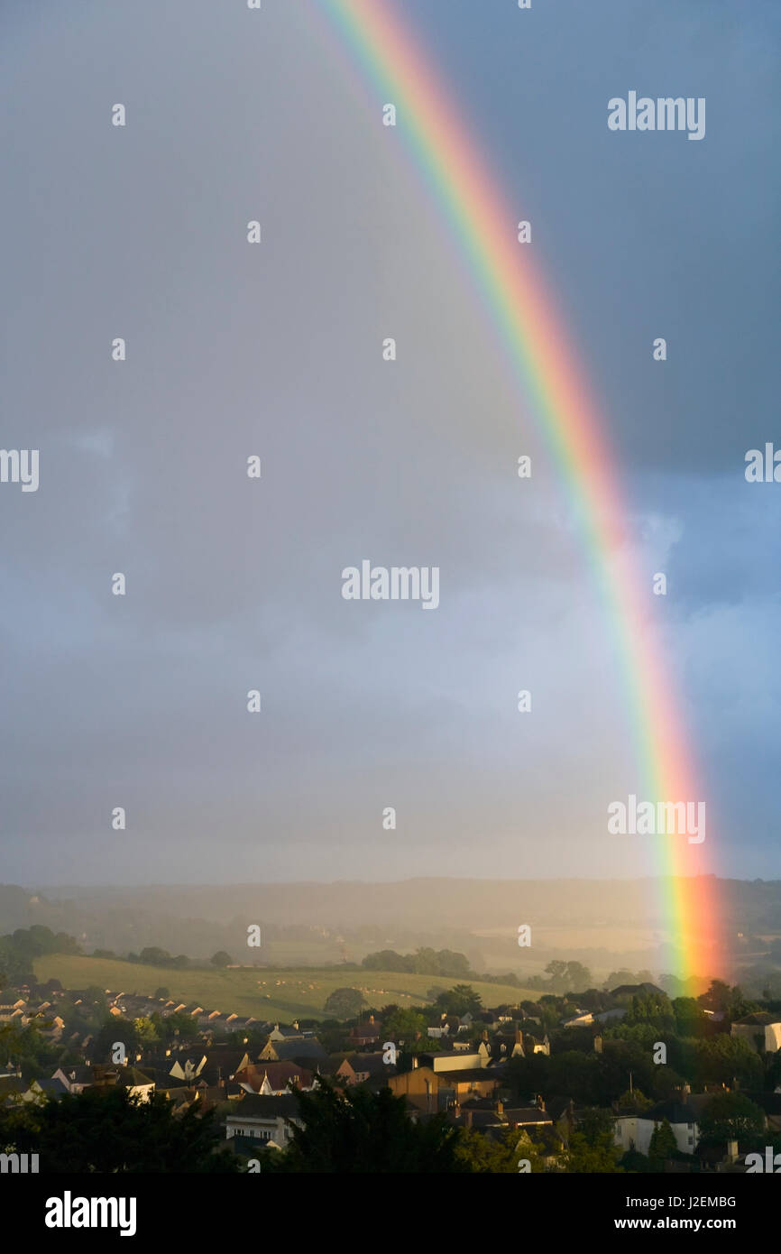 Rainbow over Wotton-Under-Edge, Gloucestershire, England, UK Stock ...