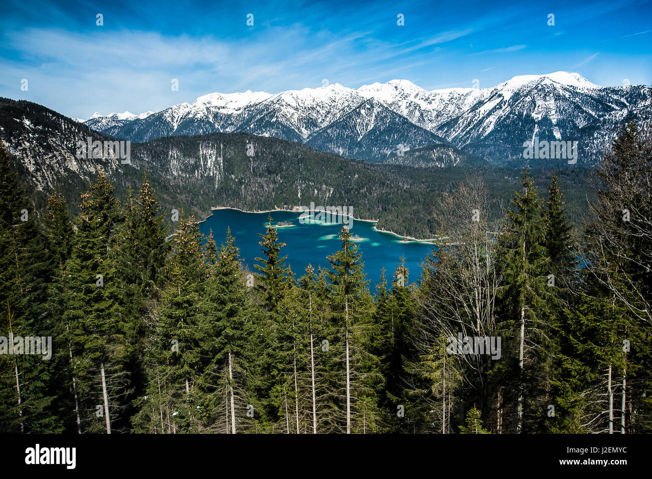 Eibsee, Bavarian Alps, Germany with snow in mountains Stock Photo - Alamy