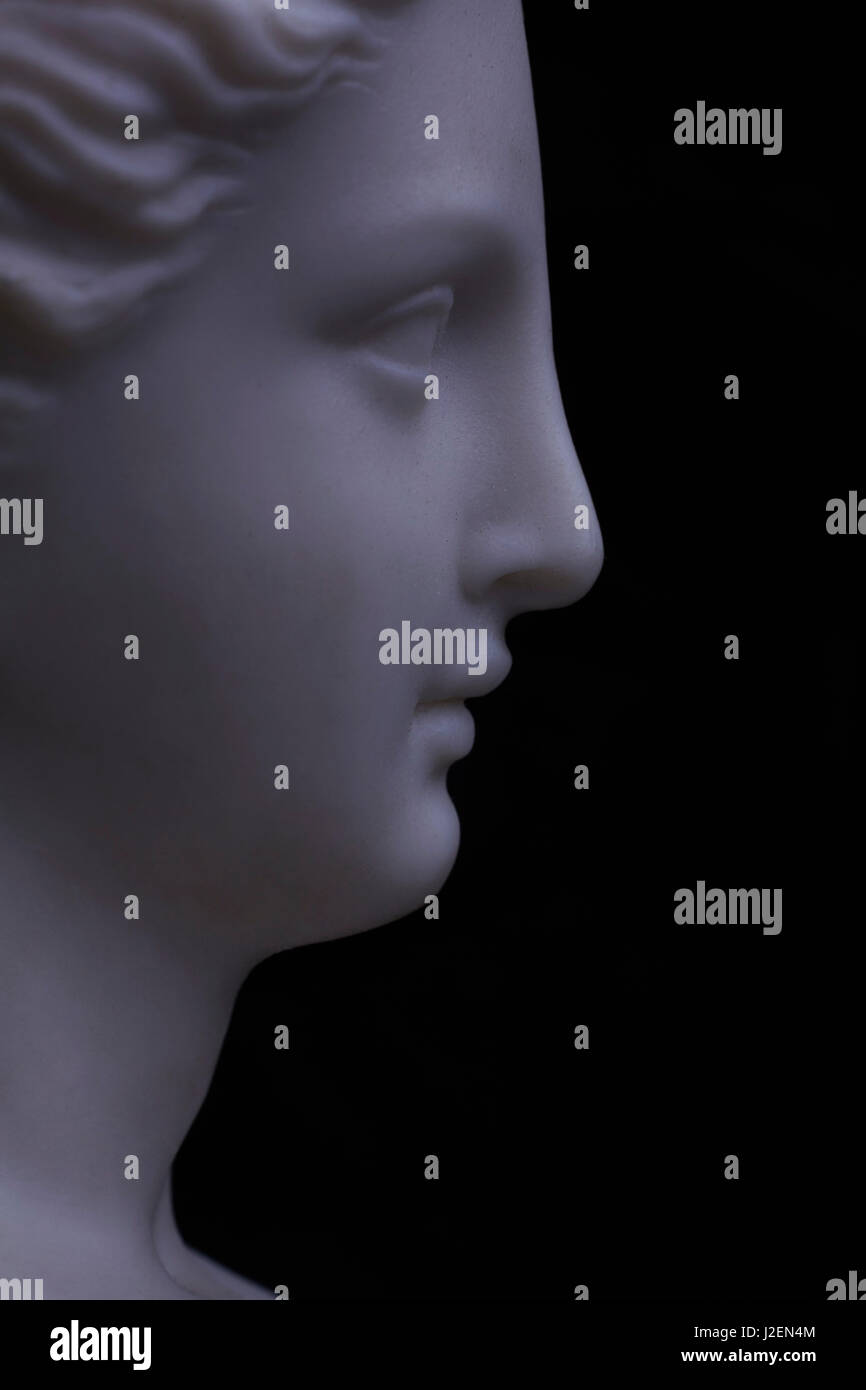 Female Bust on Black Background, Profile Stock Photo - Alamy