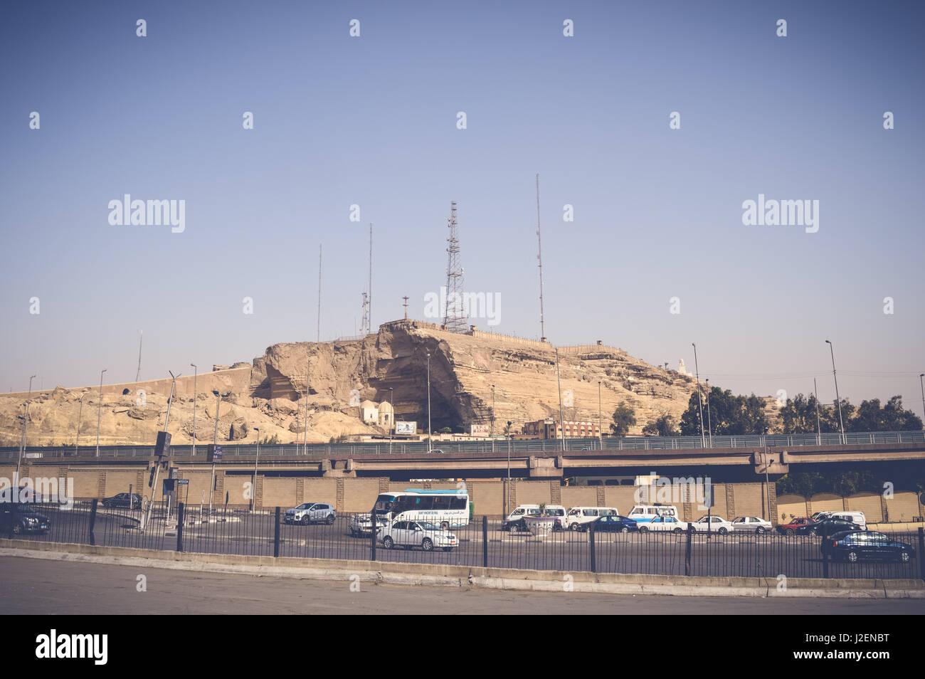 view of mountain with cars on road at cairo, egypt Stock Photo - Alamy