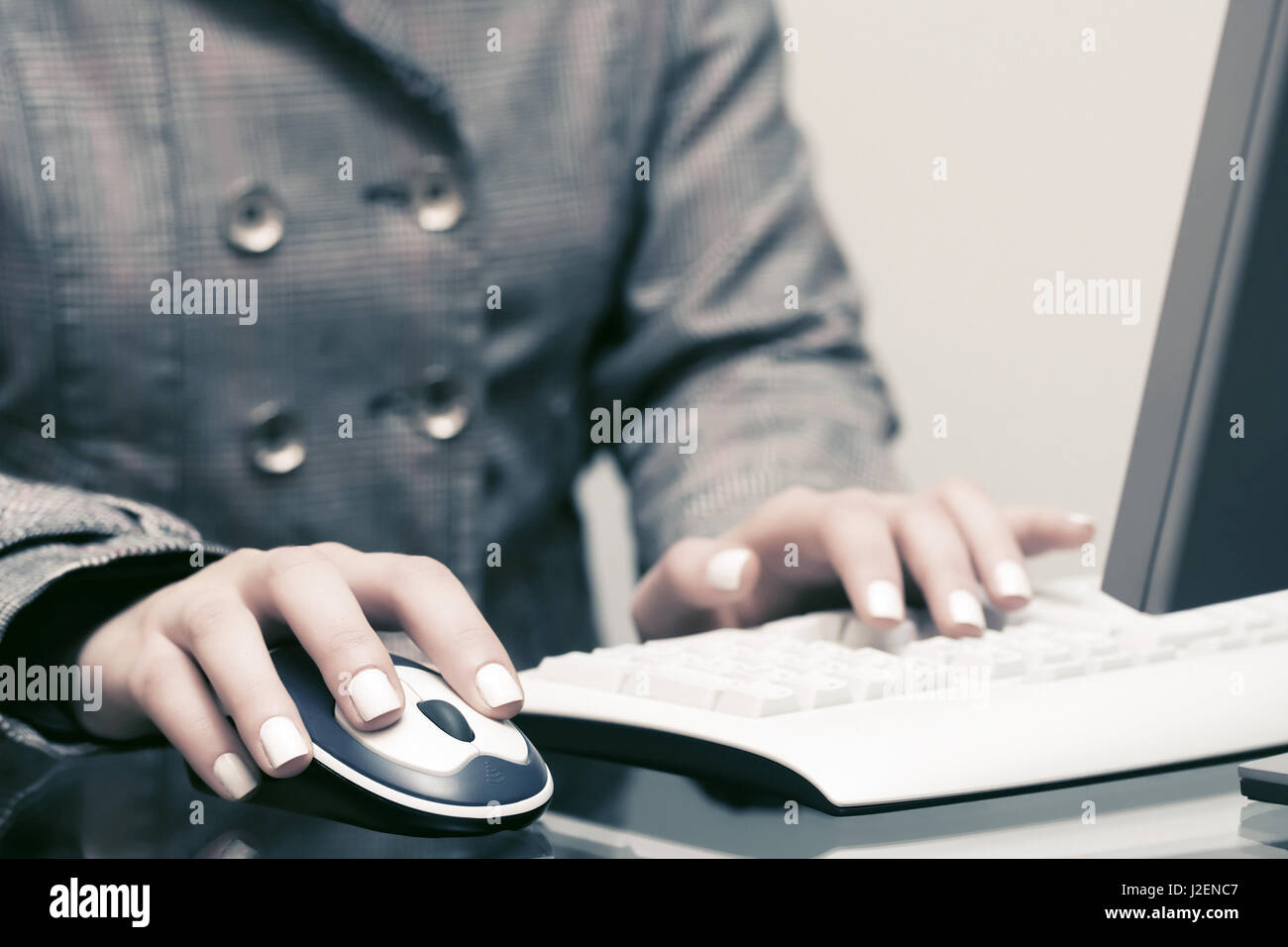 Blue computer monitor keyboard mouse hi-res stock photography and ...