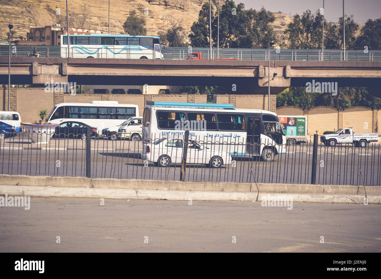 view of mountain with cars on road at cairo, egypt Stock Photo - Alamy