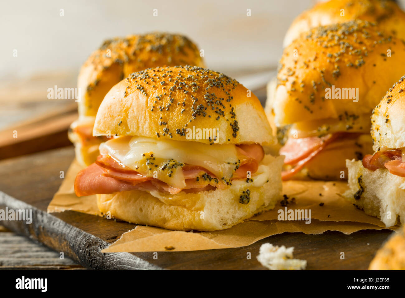 Hawaiian Ham and Cheese Buns with Mayo and Poppy Seeds Stock Photo - Alamy