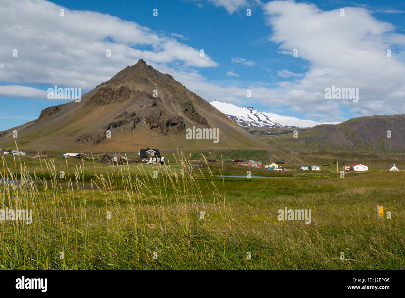 Iceland, West Iceland (aka Vesturland), Snaefellsnes Peninsula. Small ...