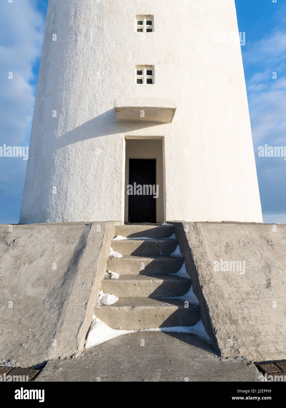 Cape Gardskagi with lighthouse and local museum during winter on the ...