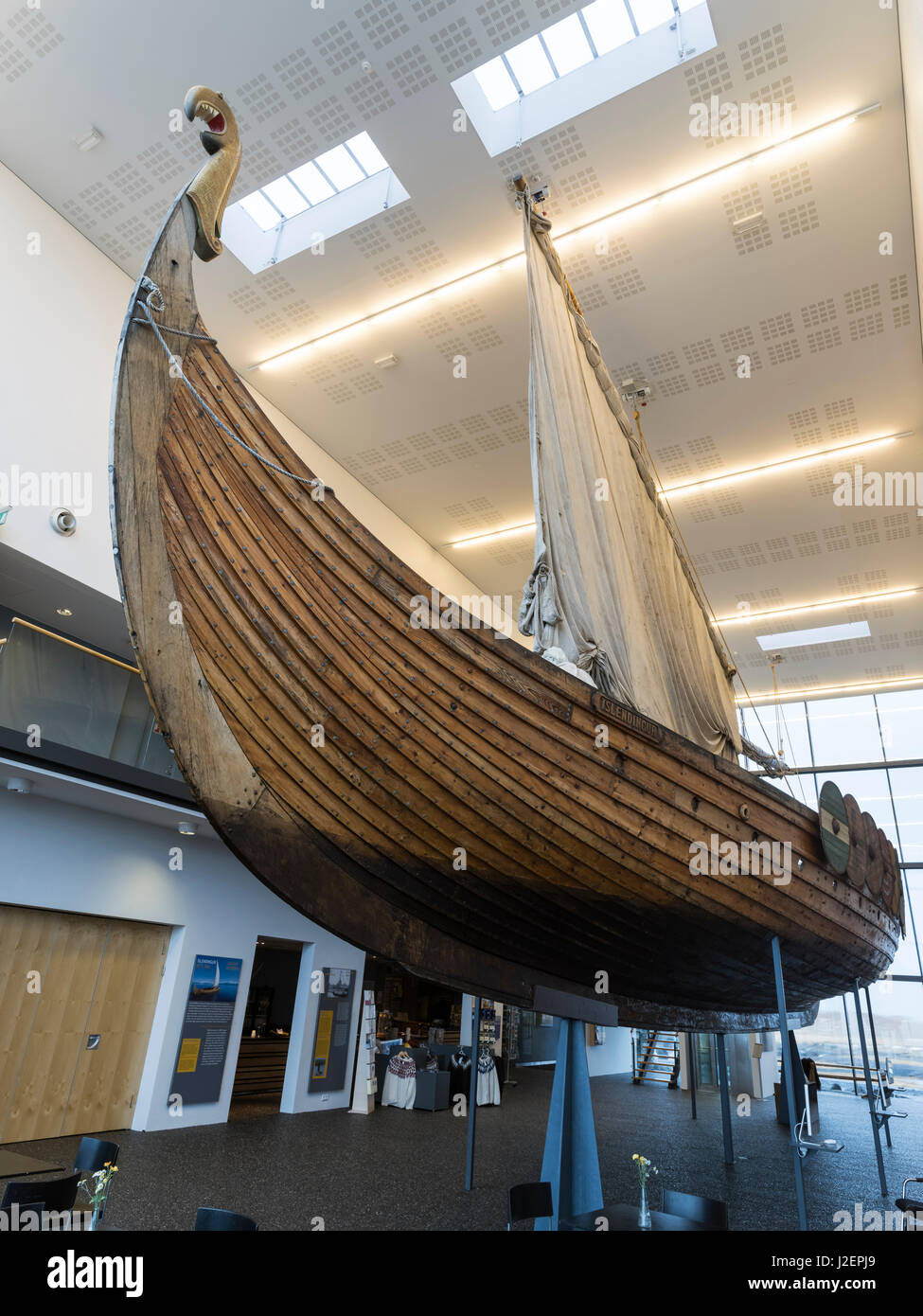 Vikingaheimar (Viking World), museum in Keflavik displaying a seaworthy ...