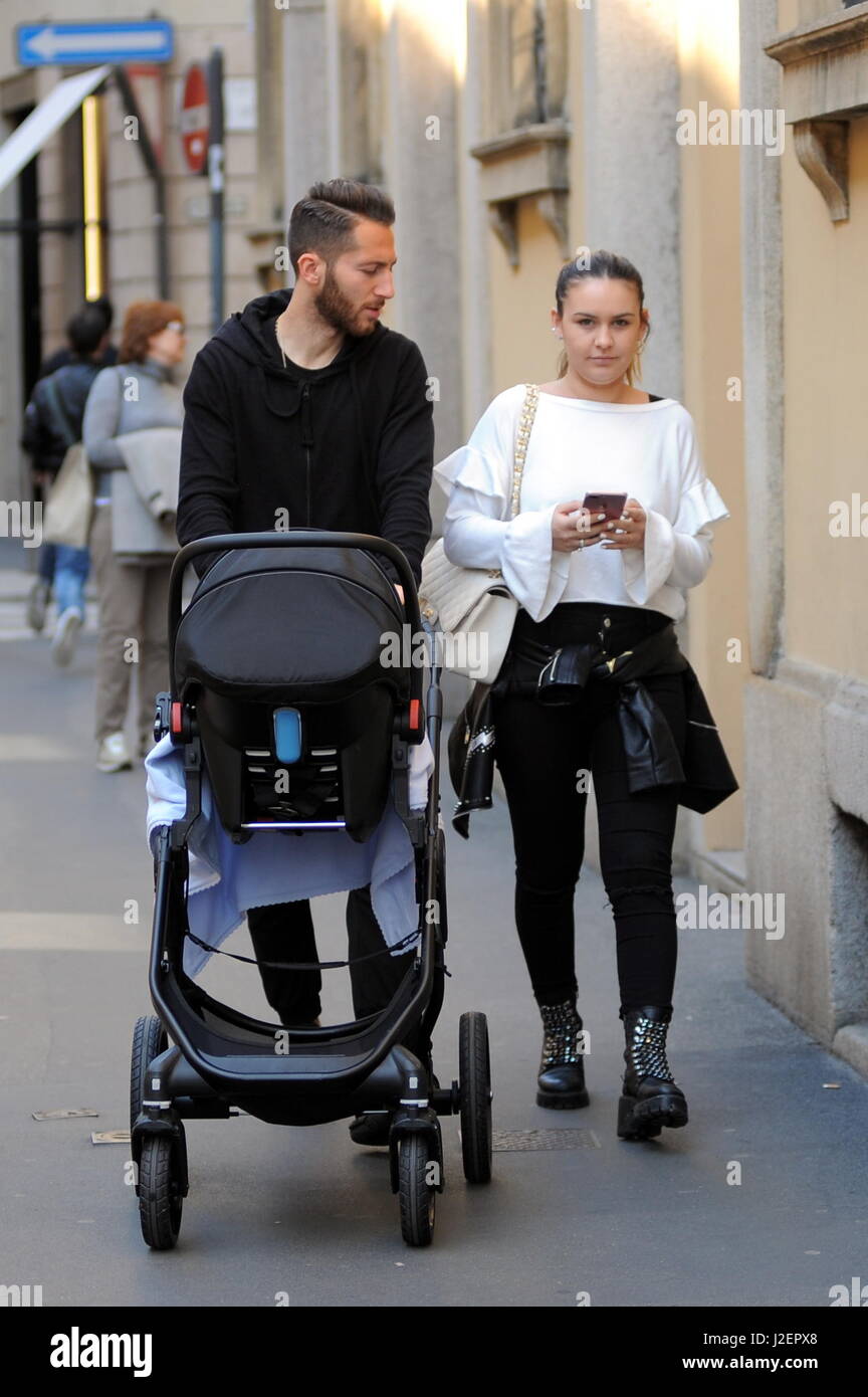 Milan football player, Andrea Bertolacci and his family, Nicole Murgia ...