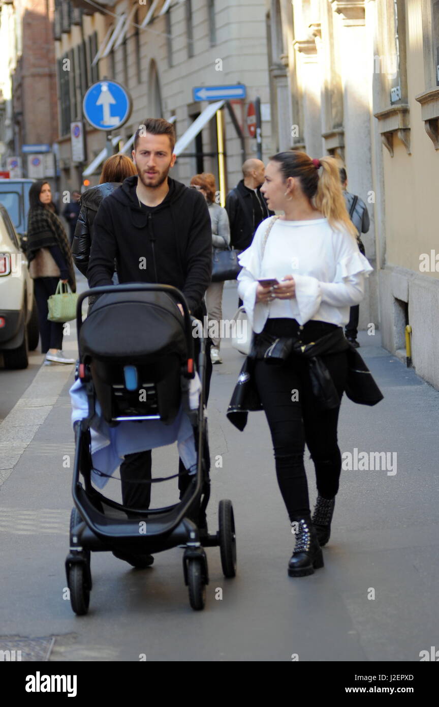 Milan football player, Andrea Bertolacci and his family, Nicole Murgia ...