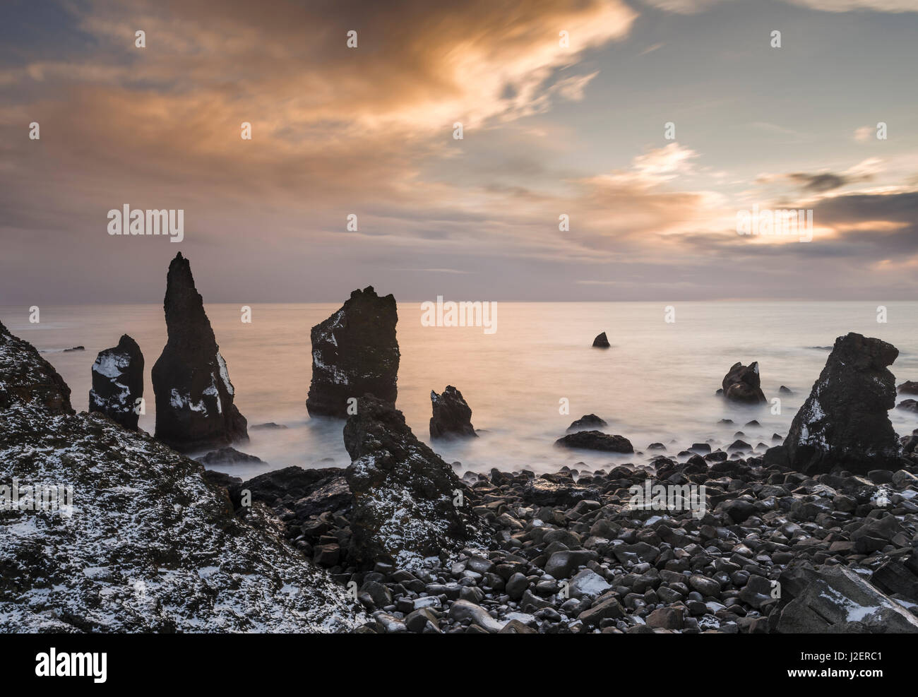North Atlantic coast during winter near Reykjanesviti and Valahnukur ...
