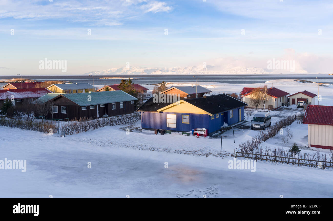Hoefn i Hornafirdi, living quarter with view towards the mountains of ...