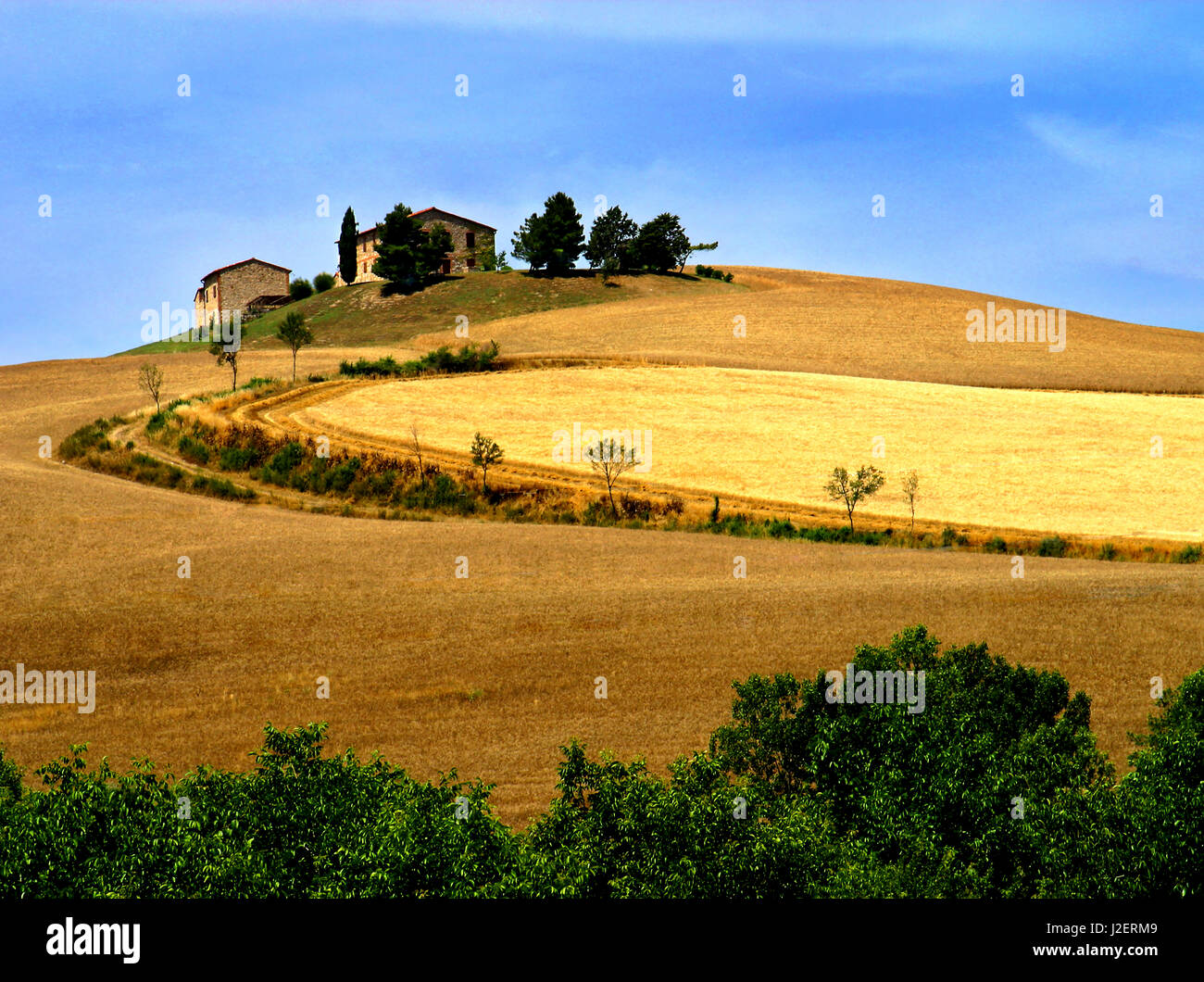 Italy, Tuscany, Farmhouse and Fields Stock Photo - Alamy