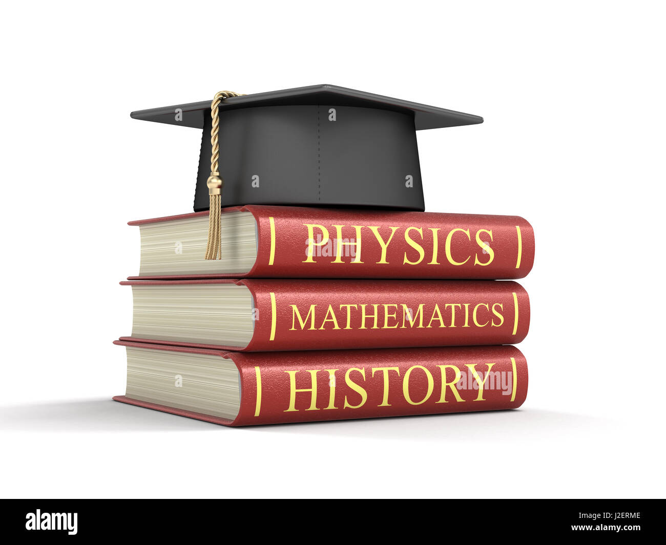 Graduation cap and Stack of textbooks. Image with clipping path Stock ...
