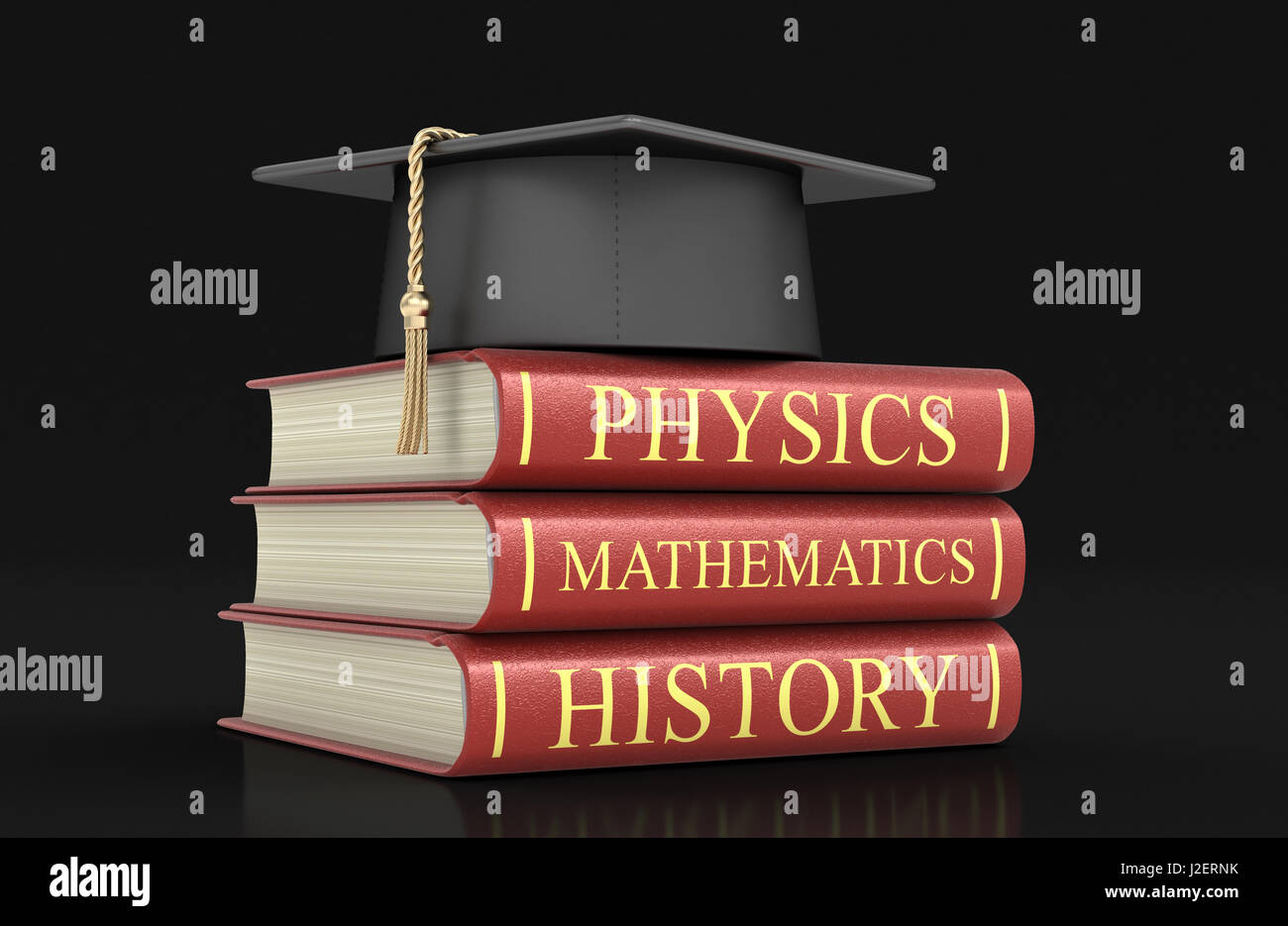 Graduation cap and Stack of textbooks. Image with clipping path Stock ...