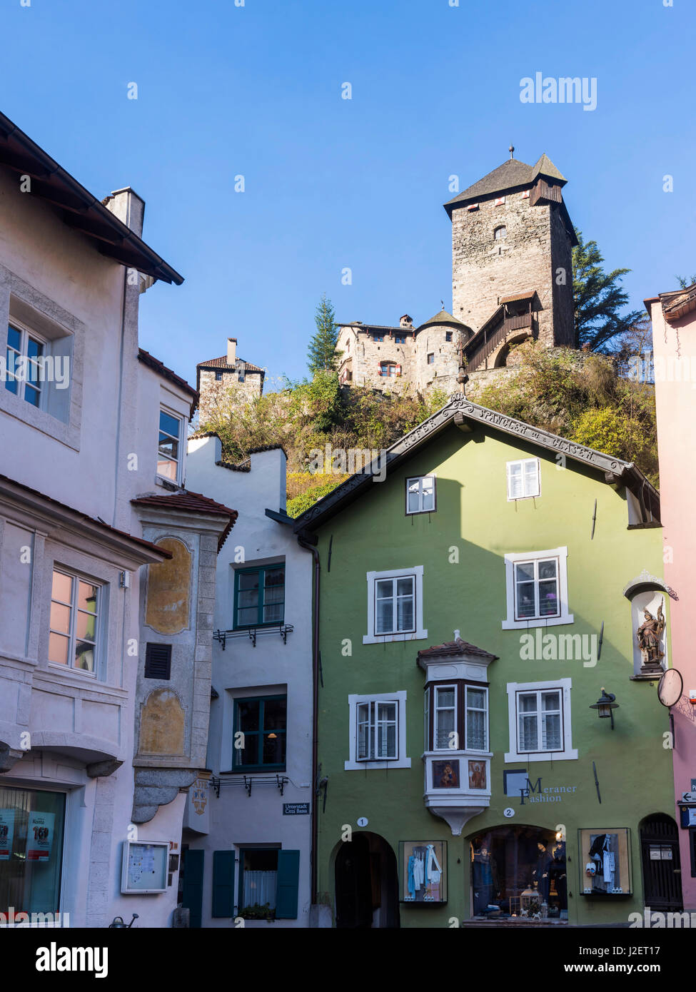 Klausen (Chiusa), the old town dating back to the middle ages, in the ...