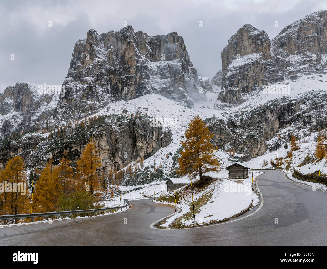 View from the sella pass towards the gardena pass hi-res stock ...