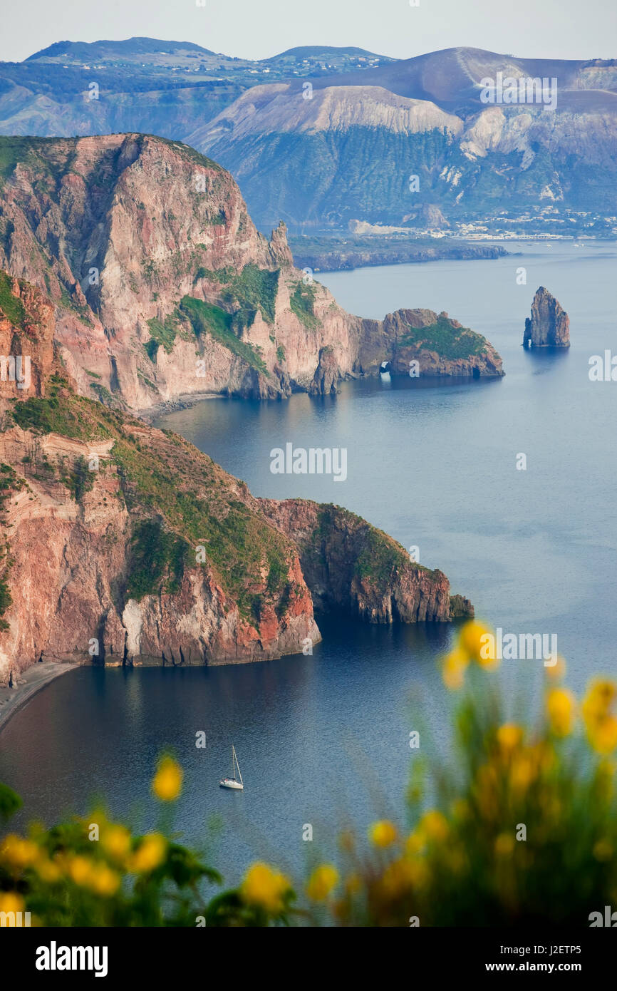 View of Volcano island from Quattrocchi, Lipari island, Sicily, Italy ...
