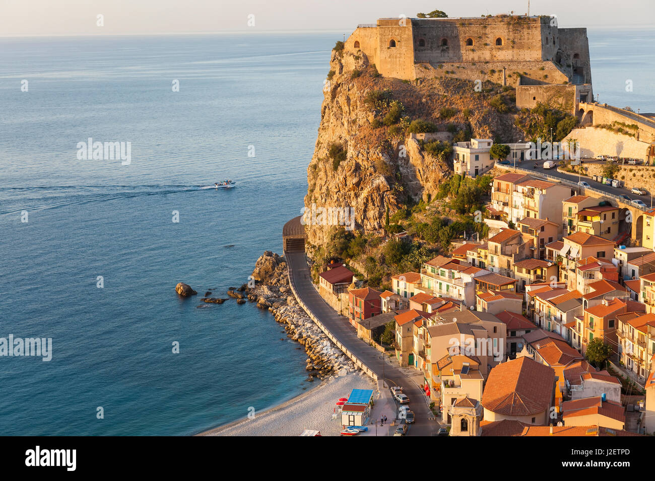 Town View with Castello Ruffo, Scilla, Calabria, Italy Stock Photo - Alamy