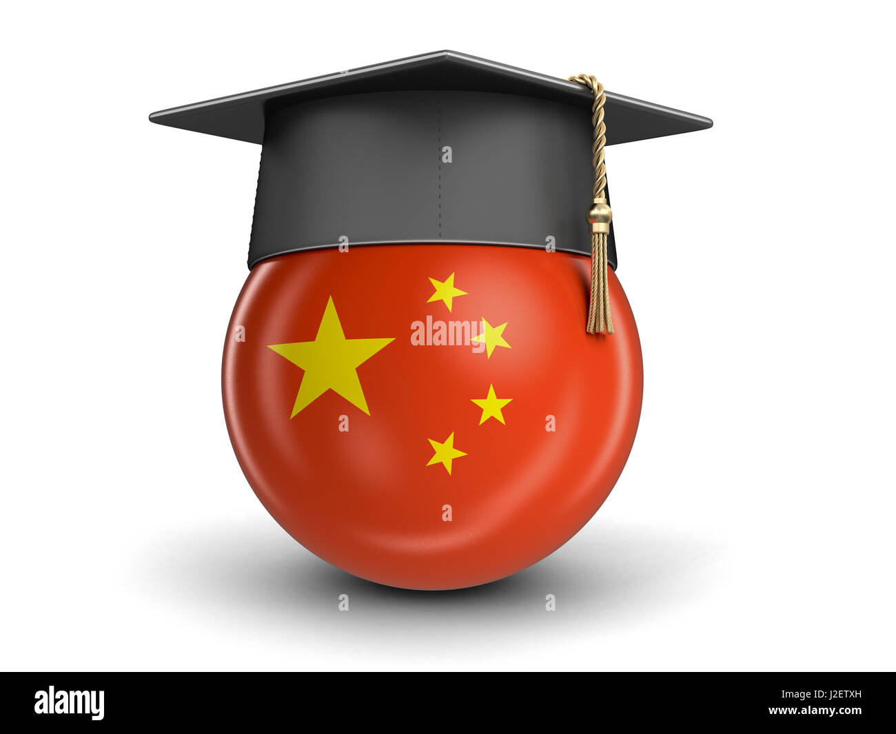 Graduation cap and Chinese flag. Image with clipping path Stock Photo ...