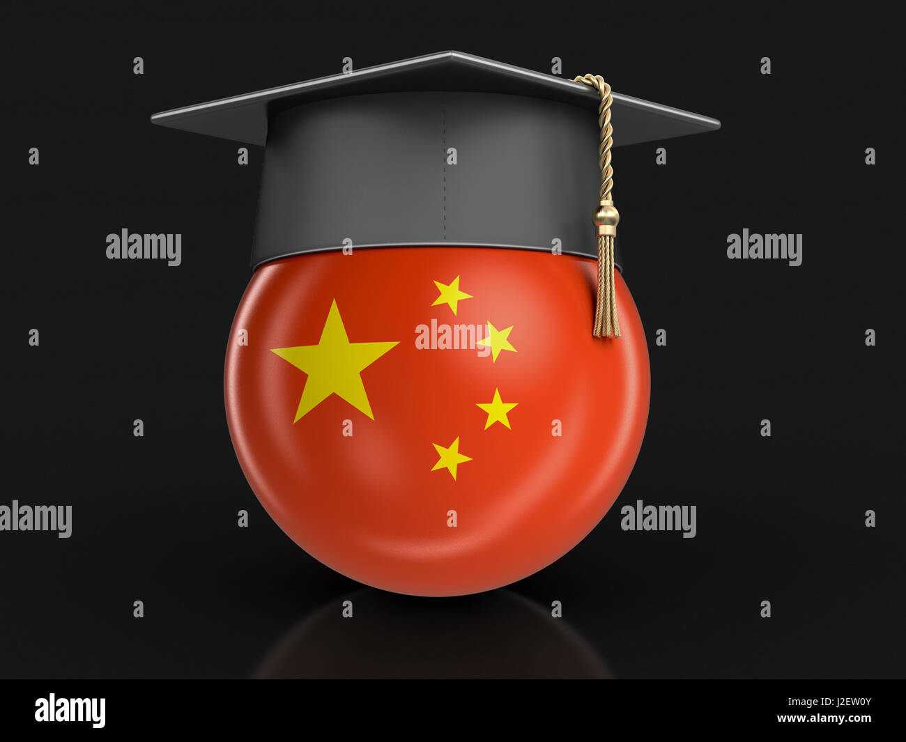 Graduation cap and Chinese flag. Image with clipping path Stock Photo ...