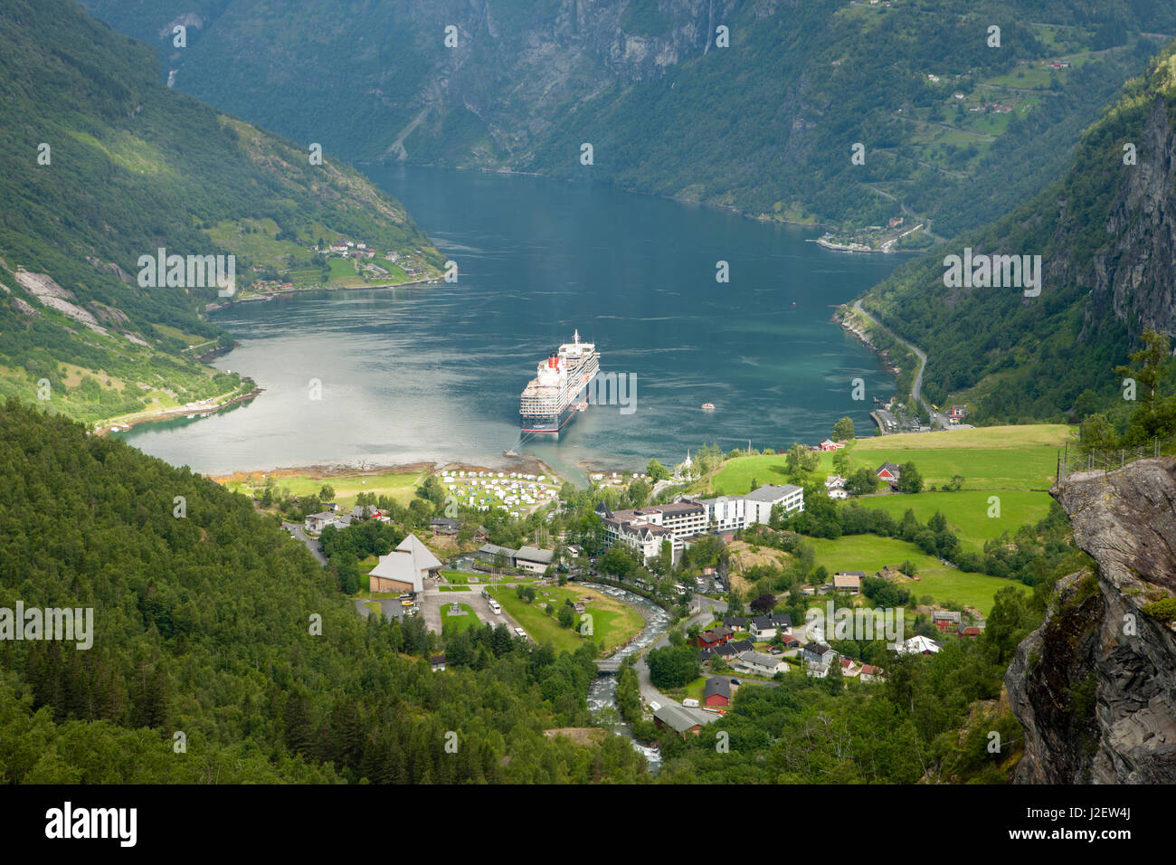UNESCO World Heritage Site. Mountain top View of Village and Cruise ...