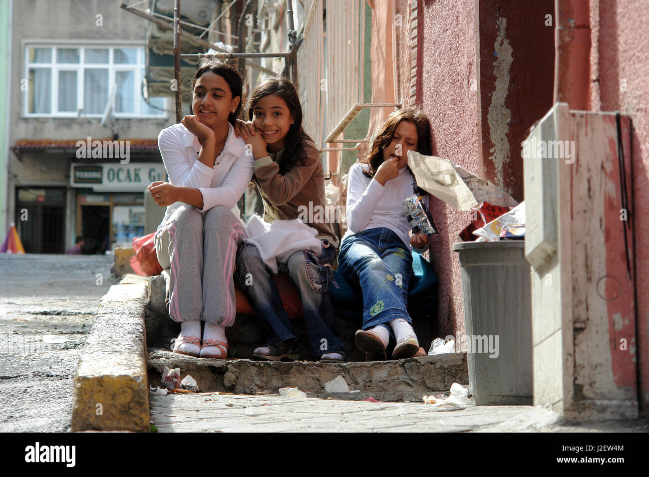 Little girls in a street in Istanbul, Turkey Stock Photo - Alamy