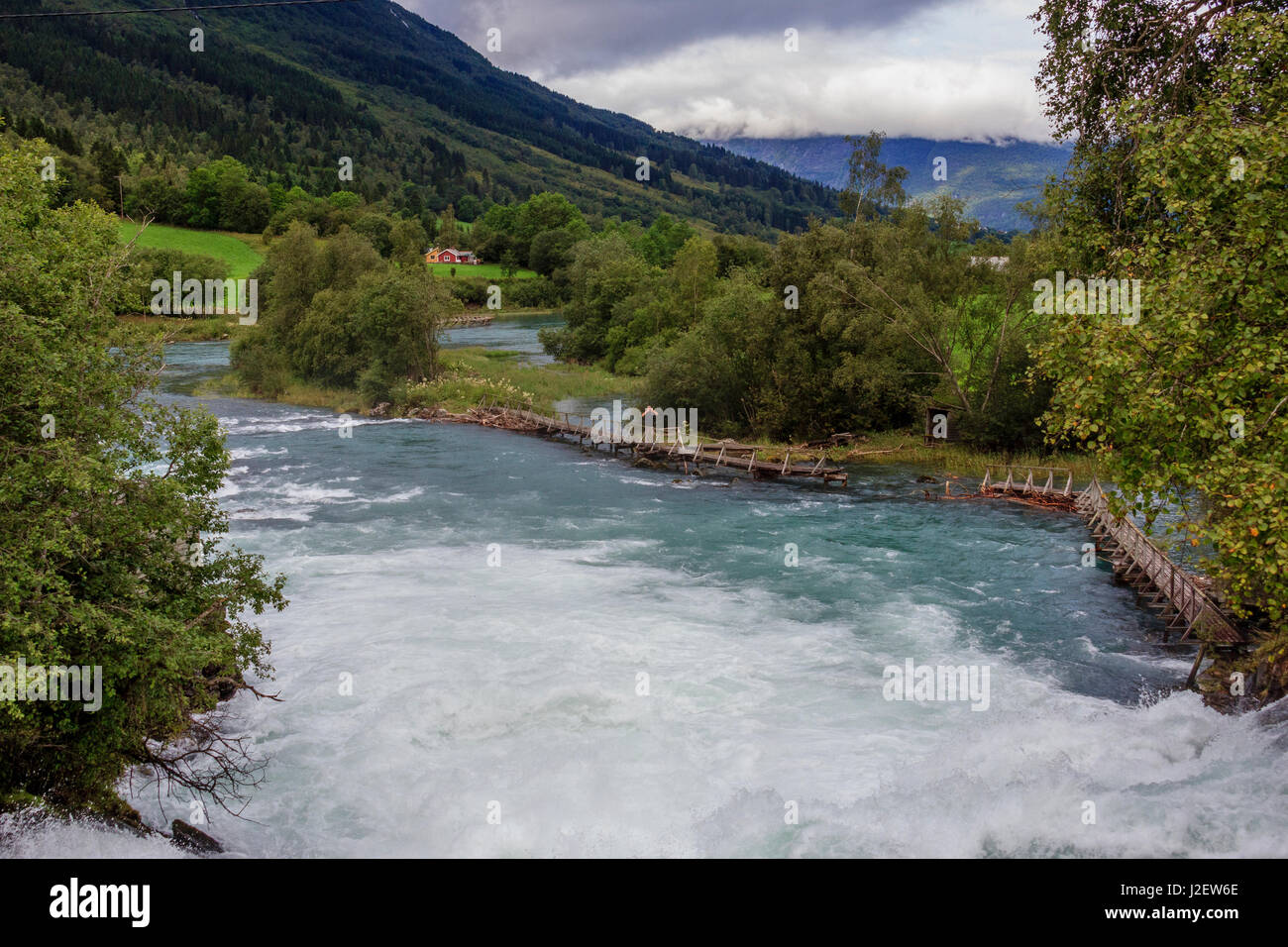 Waterfall. Oldeelva River. Olden. Norway Stock Photo - Alamy