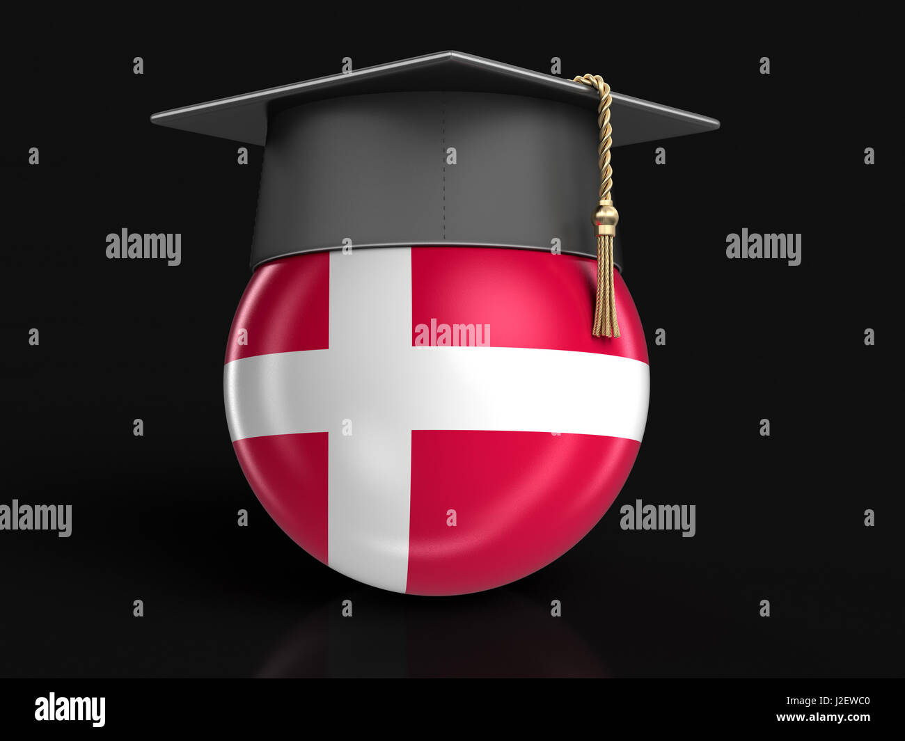 Graduation cap and Danish flag. Image with clipping path Stock Photo ...