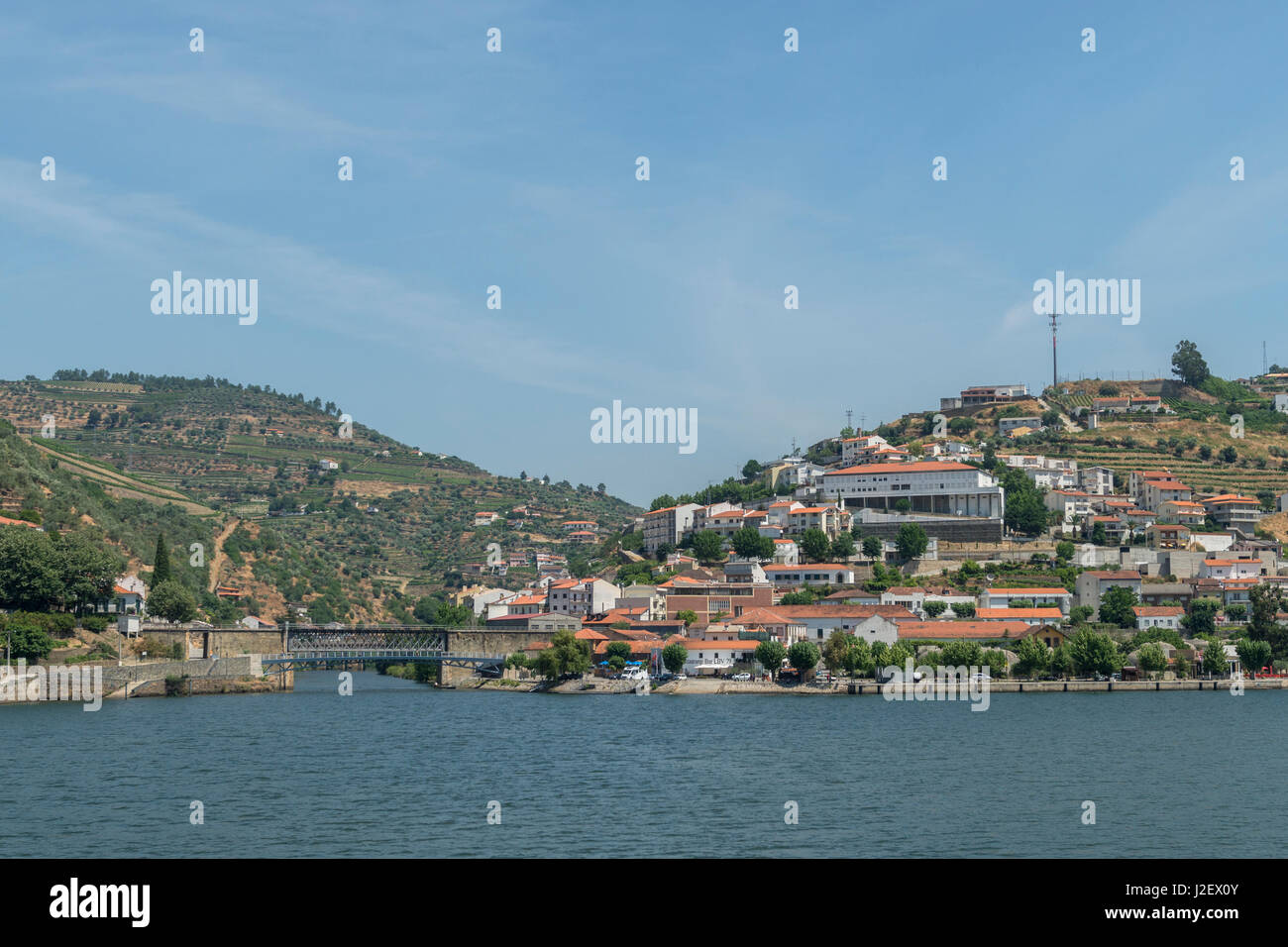 Portugal, Pinhao, view of city from Douro River Stock Photo - Alamy