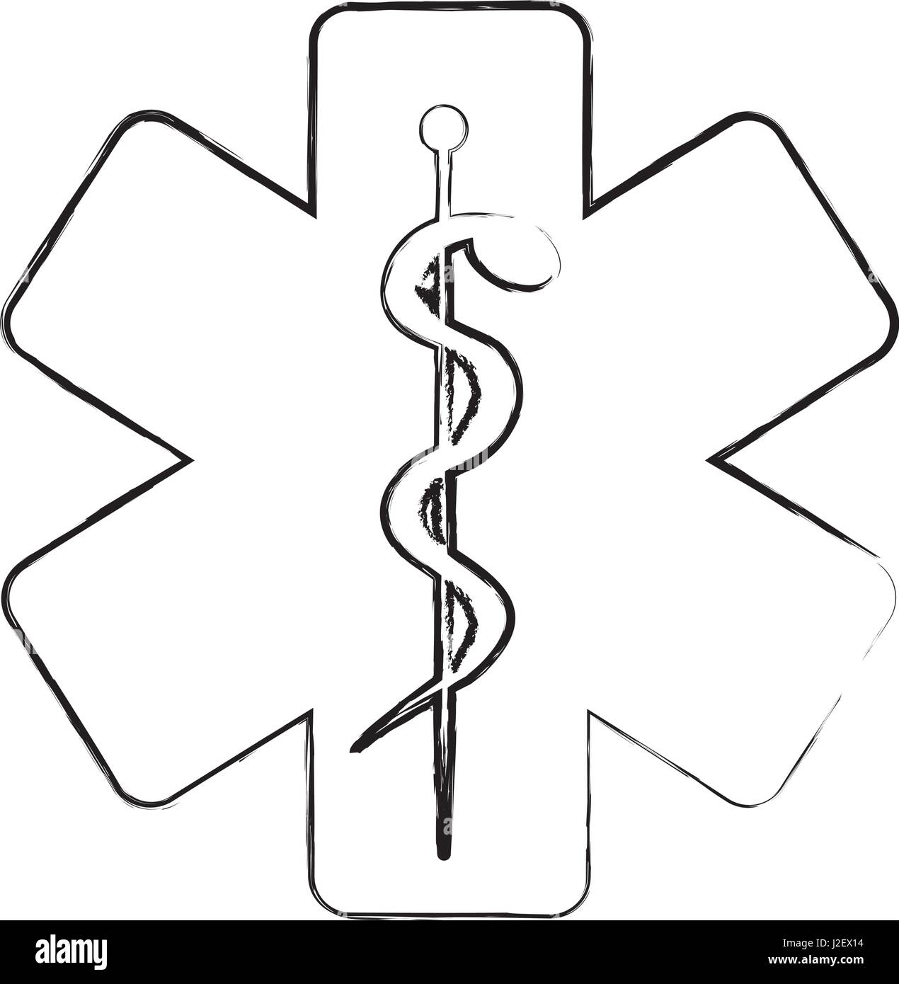 blurred silhouette with health symbol with star of life Stock Vector ...