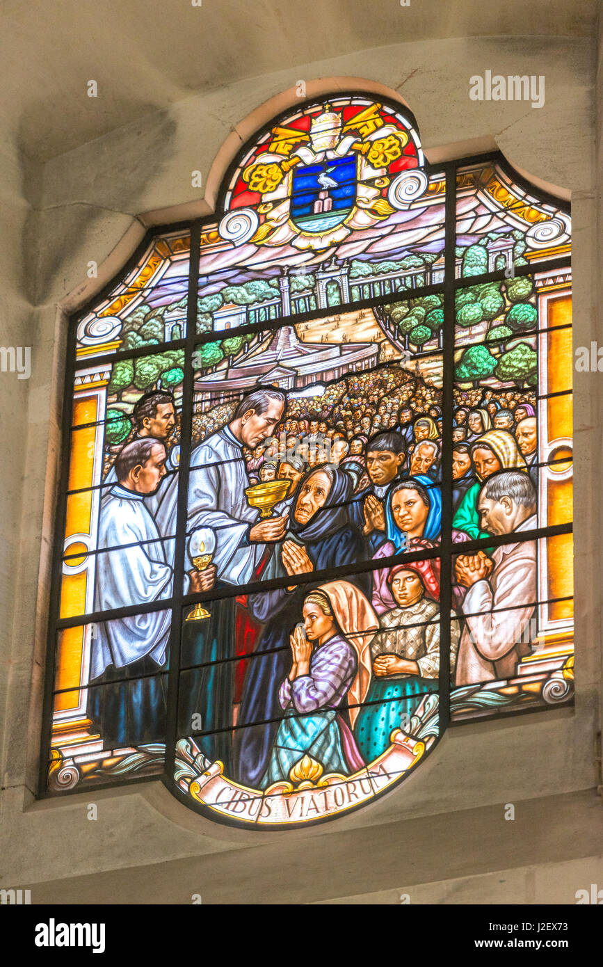 Portugal, Fatima, Stained glass window in Basilica of our Lady of the ...
