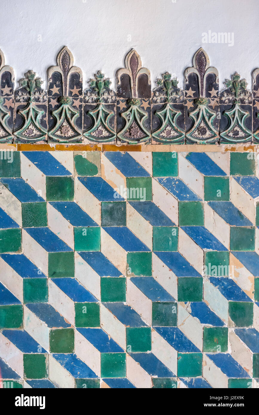 Portugal, Sintra, Sintra National Palace, geometric ceramic tile mural ...