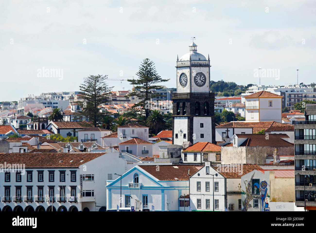 Portugal Azores. Ponta Delgada cruise port on the island of Sao Miguel ...
