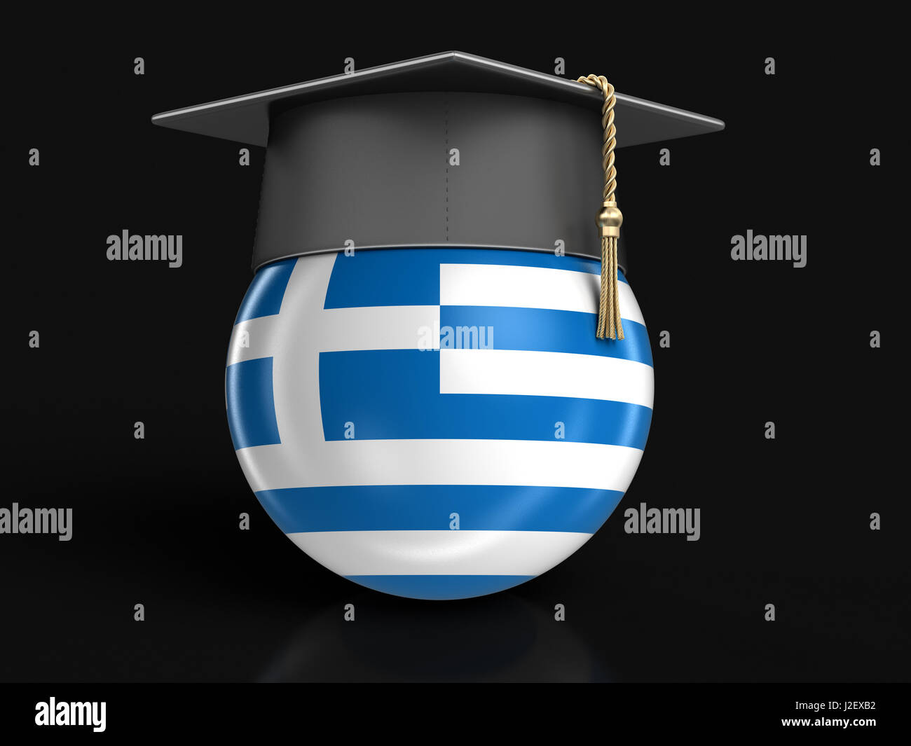 Graduation cap and Greek flag. Image with clipping path Stock Photo - Alamy