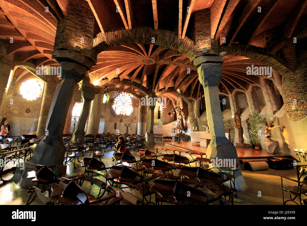 The stunning interior of the Church of Colonia Guell, designed by ...