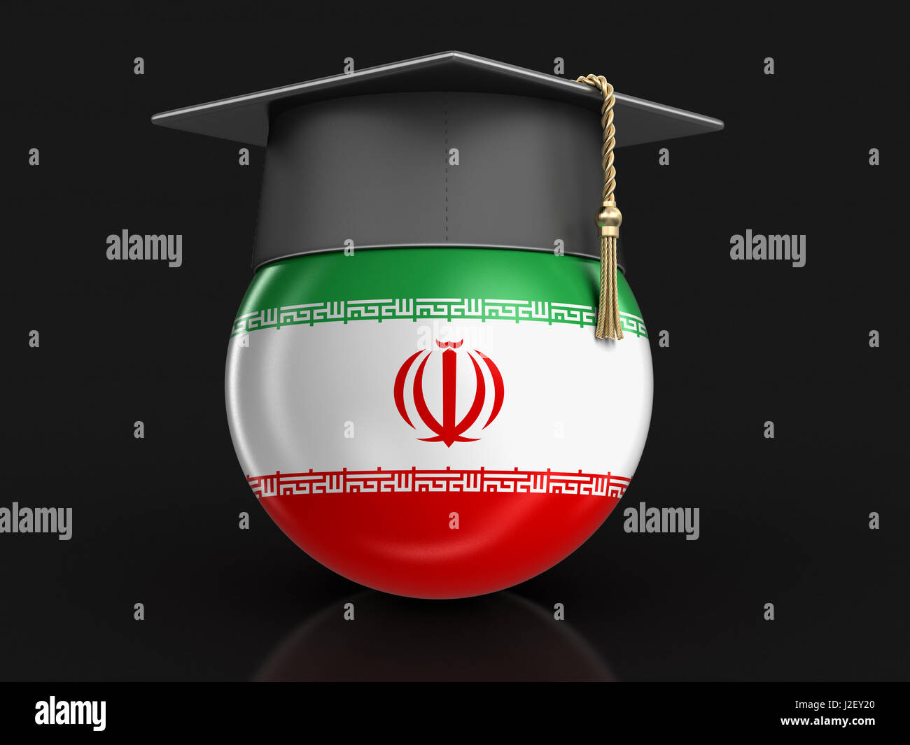 Graduation cap and Iranian flag. Image with clipping path Stock Photo ...